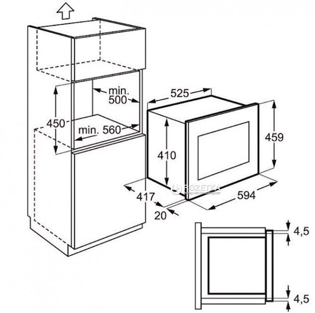 Microwave dimensions: length, width, height, standard