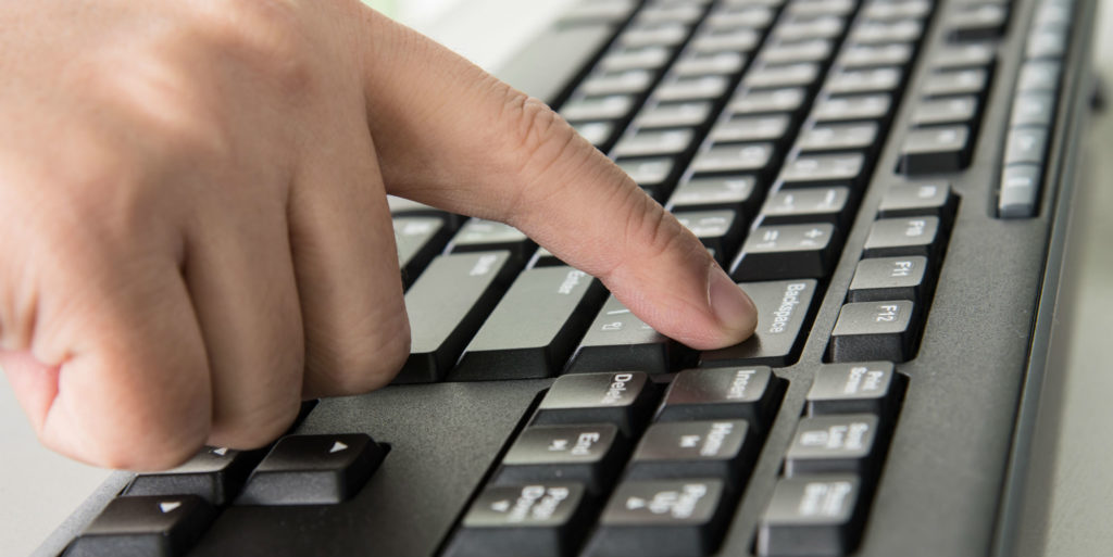 Location of the Backspace key on the keyboard and laptop